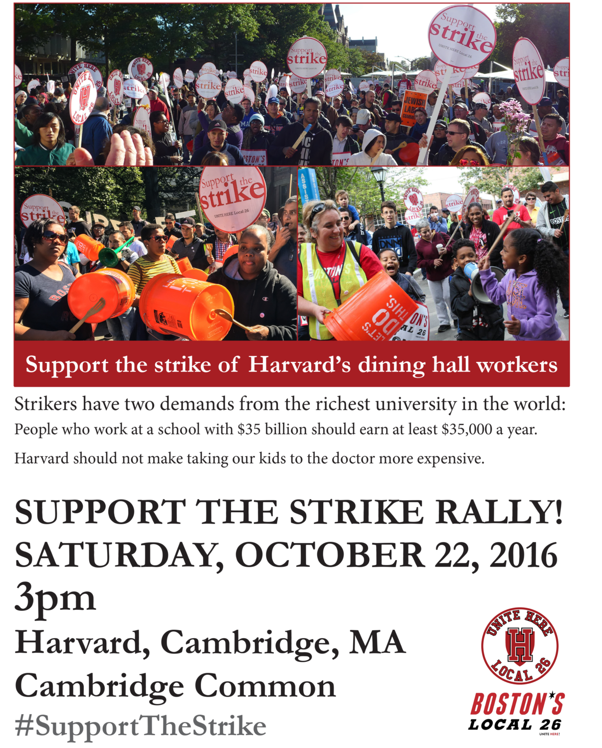 Support the Strike rally Saturday October 22 - Boston's Local 26